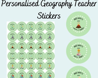 Personalised Geography Teacher Reward Stickers 3 Sheets 168 Stickers ...