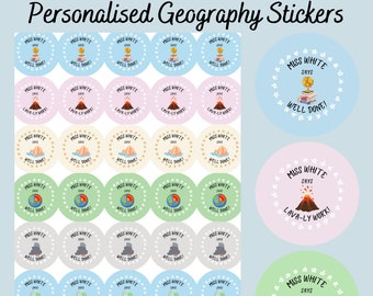 Personalised Geography Teacher Reward Stickers 3 Sheets 168 Stickers ...
