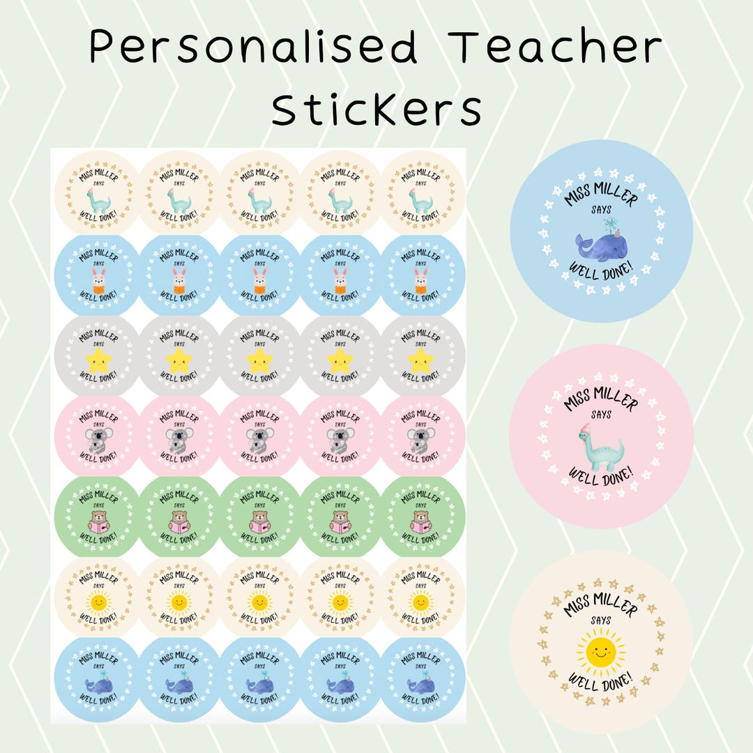 Personalised Teacher Reward Stickers | Teacher Gift | End of Year ...