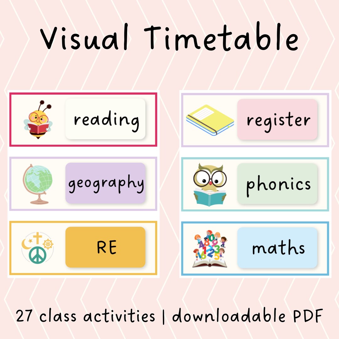 Colourful Visual Timetable | Downloadable PDF | Classroom Timetable - Etsy