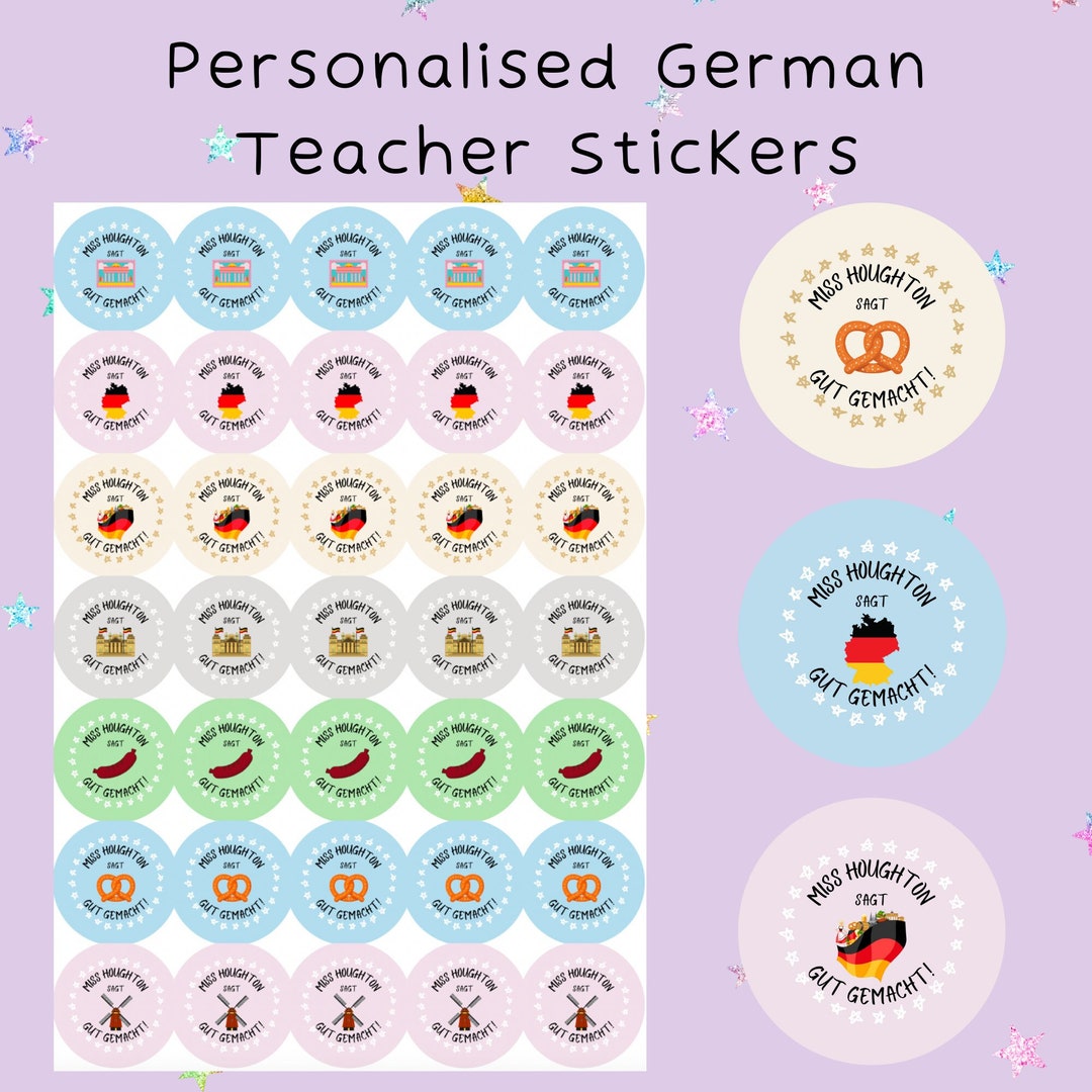 Personalised German Teacher Reward Stickers | German Teacher Gift ...