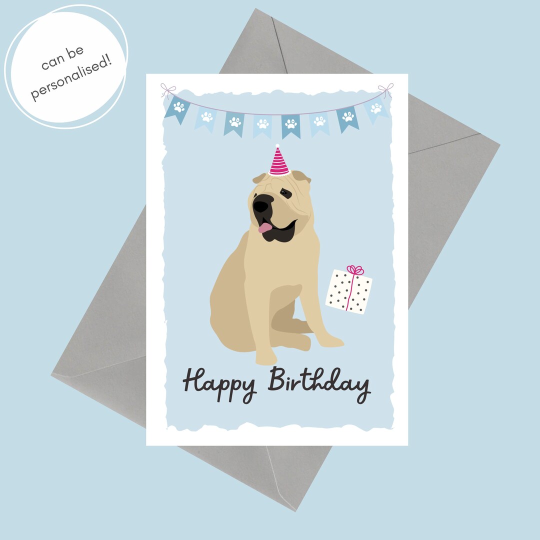 Chinese Shar-pei Birthday Card | Dog Birthday Card | Personalised Happy ...