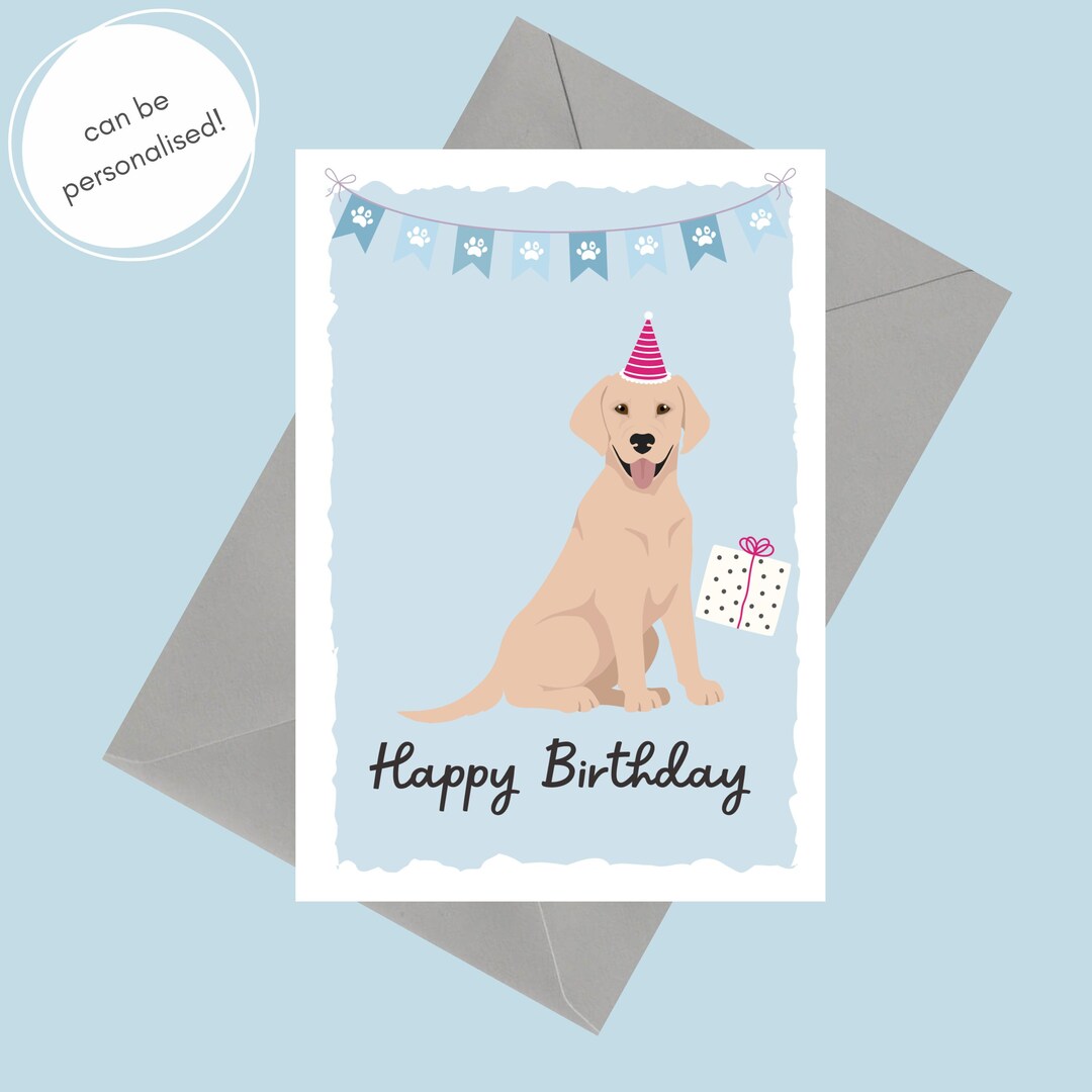 Golden Labrador Puppy Birthday Card | Dog Birthday Card | Personalised ...