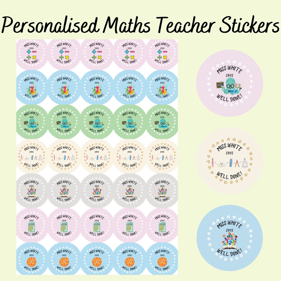 Personalised Maths Teacher Reward Stickers Maths Teacher - Etsy