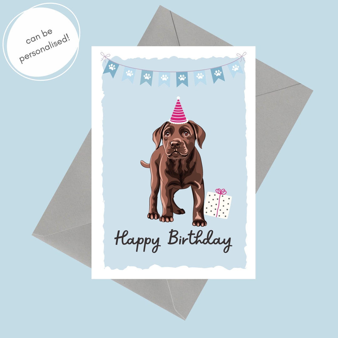 Chocolate Labrador Birthday Card Dog Birthday Card - Etsy