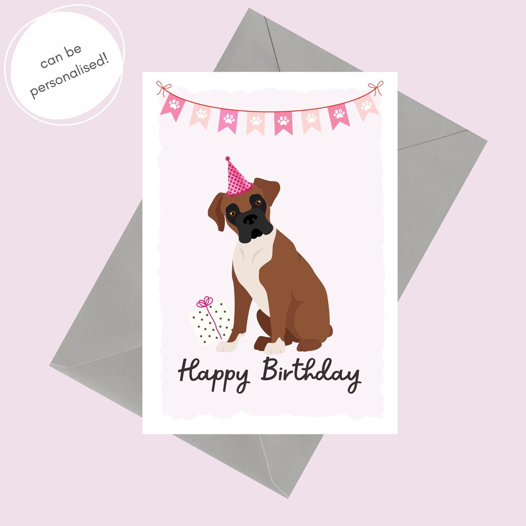 Boxer Birthday Card | Dog Birthday Card | Personalised Happy Birthday ...