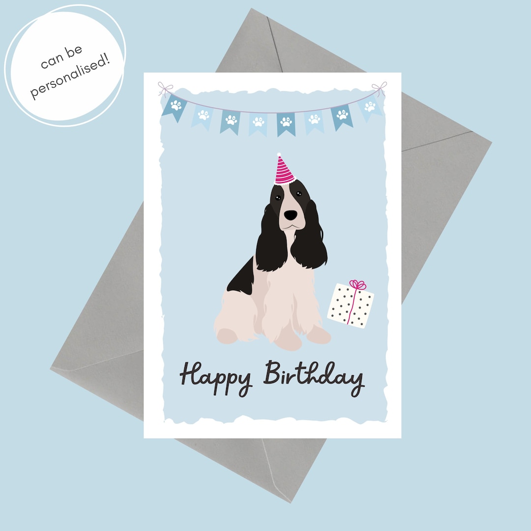 Cocker Spaniel Birthday Card Dog Birthday Card Personalised Happy ...