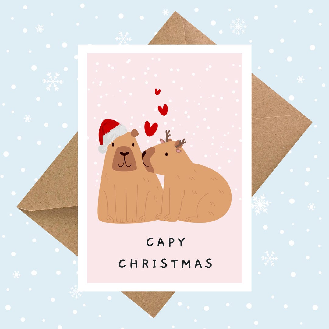 Capy Christmas Card | Capybara Christmas Card | Merry Christmas Card ...