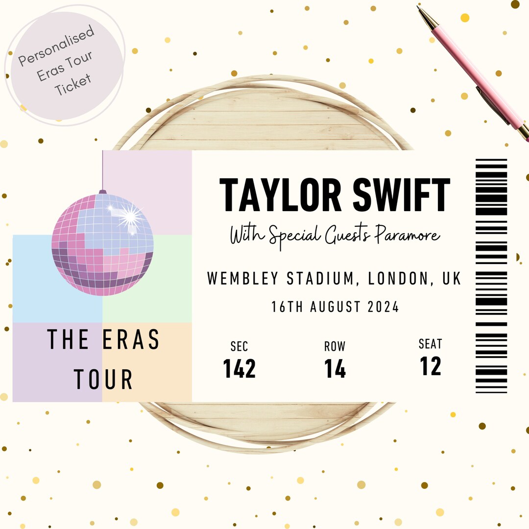 The Eras Tour Taylor Swift Personalised Souvenir Ticket Eras Tour ...