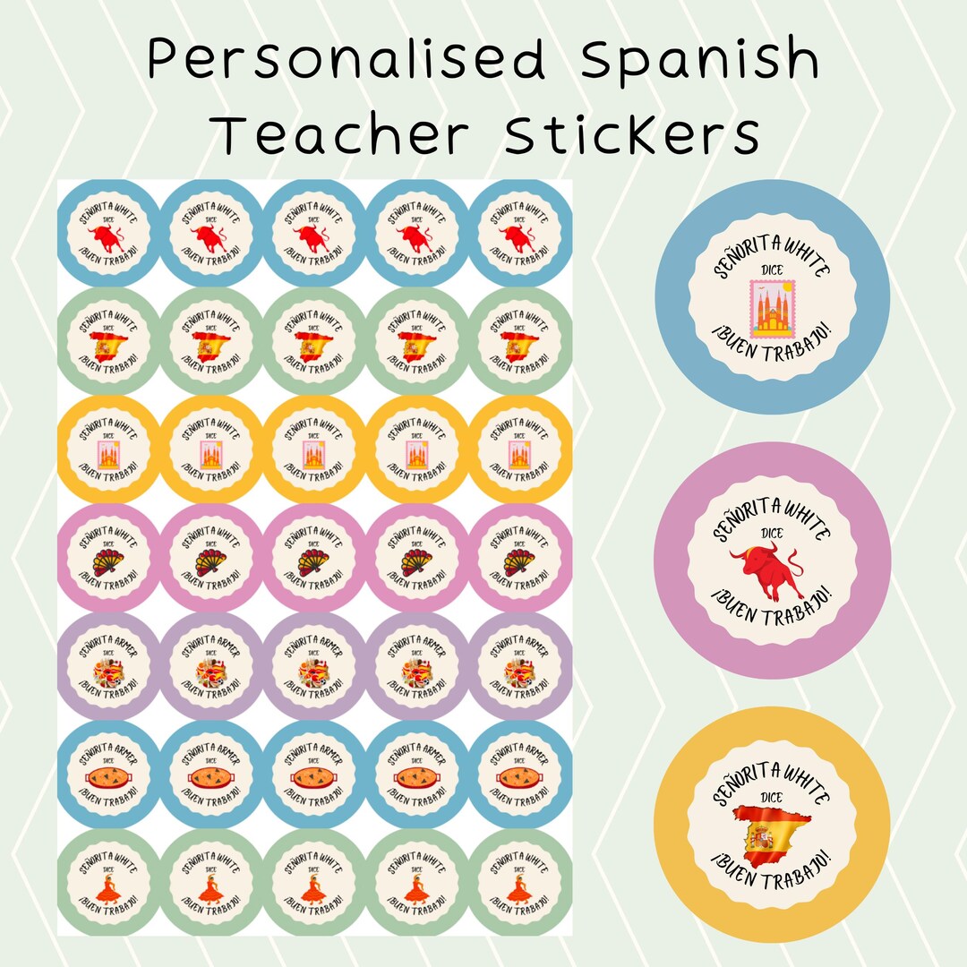 Personalised Spanish Teacher Reward Stickers | Spanish Teacher Gift ...