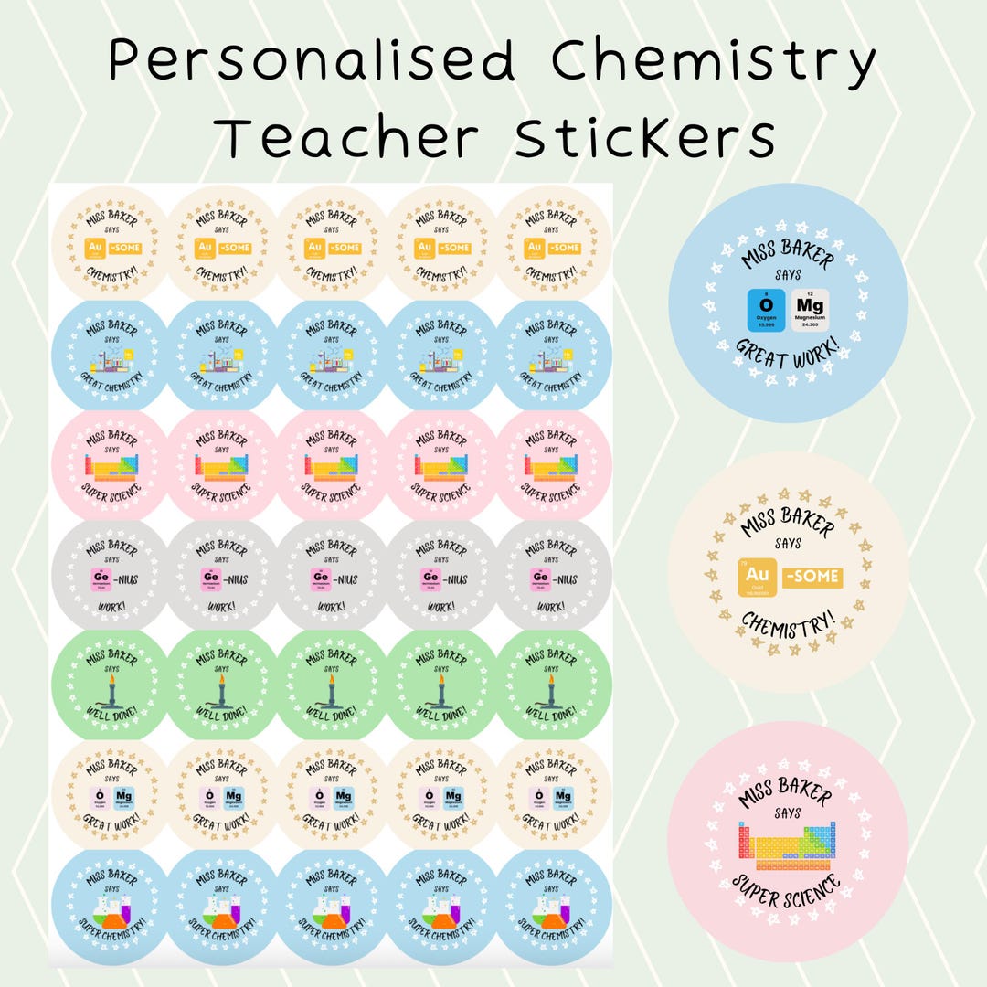 Personalised Chemistry Teacher Reward Stickers | Chemistry Teacher Gift ...