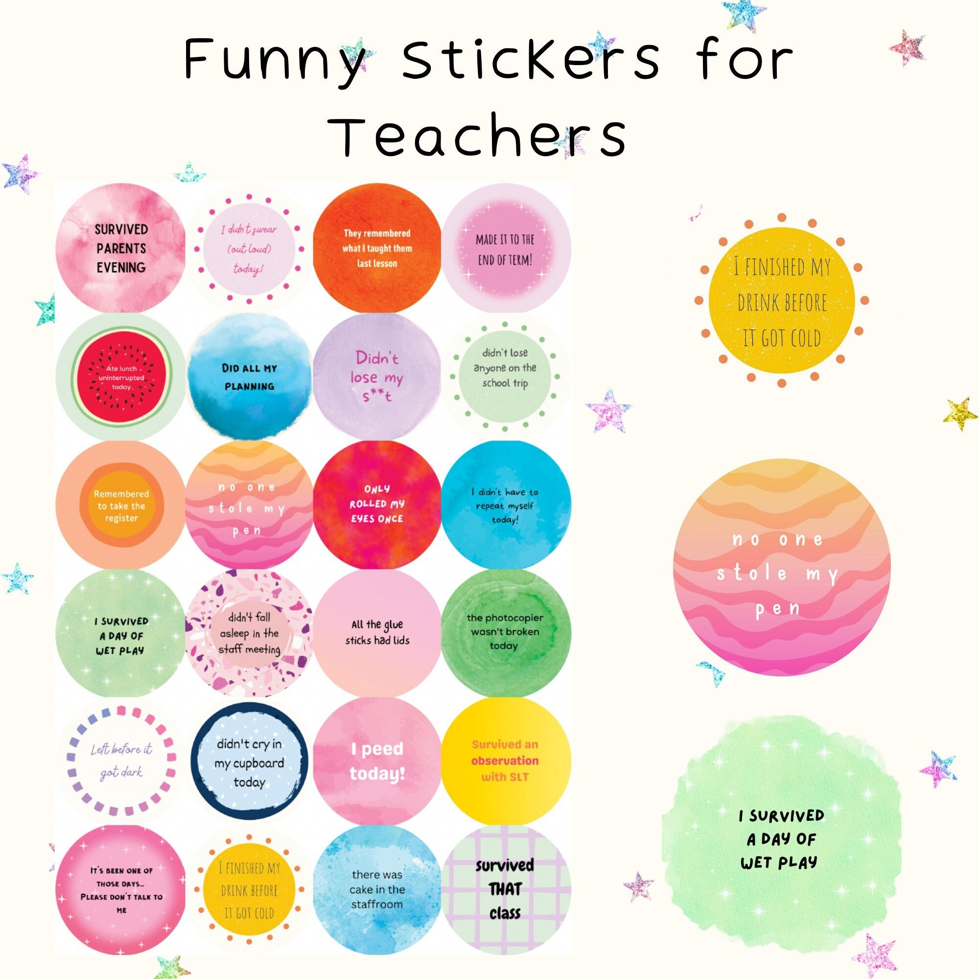 Funny Teacher Reward Stickers Version 2 Teacher, TA Gift - Etsy UK