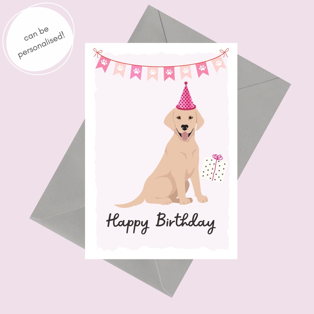 Golden Labrador Puppy Birthday Card | Dog Birthday Card | Personalised ...