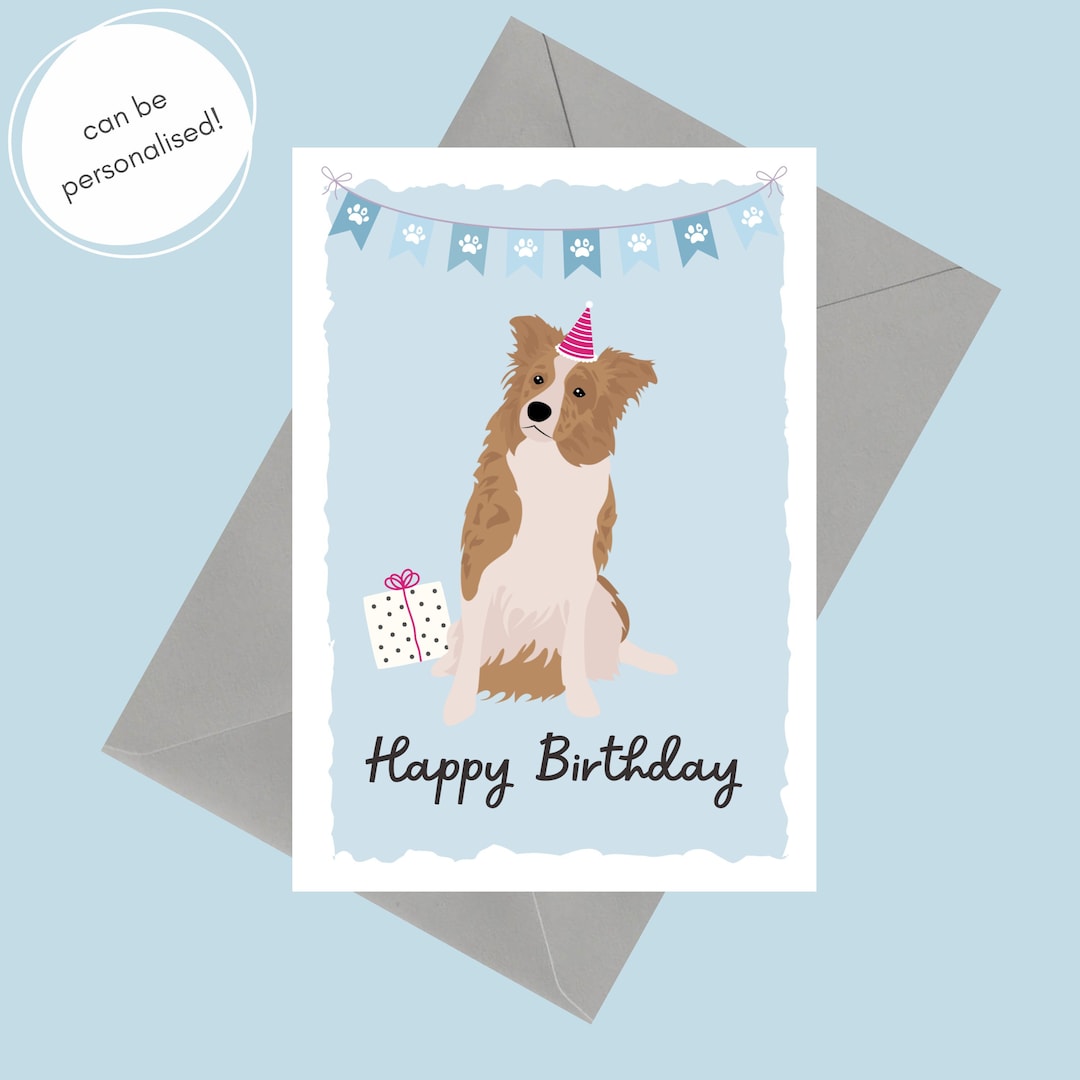 Border Collie Birthday Card | Dog Birthday Card | Personalised Happy ...