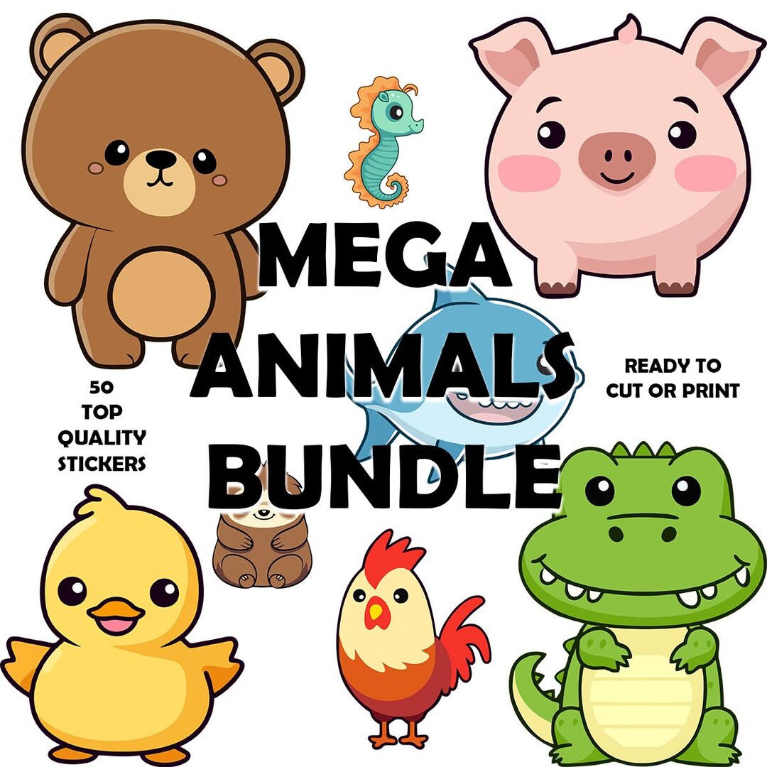 Animals Mega Bundle 50 Different Animals SVG Clipart for Kids Animals ...