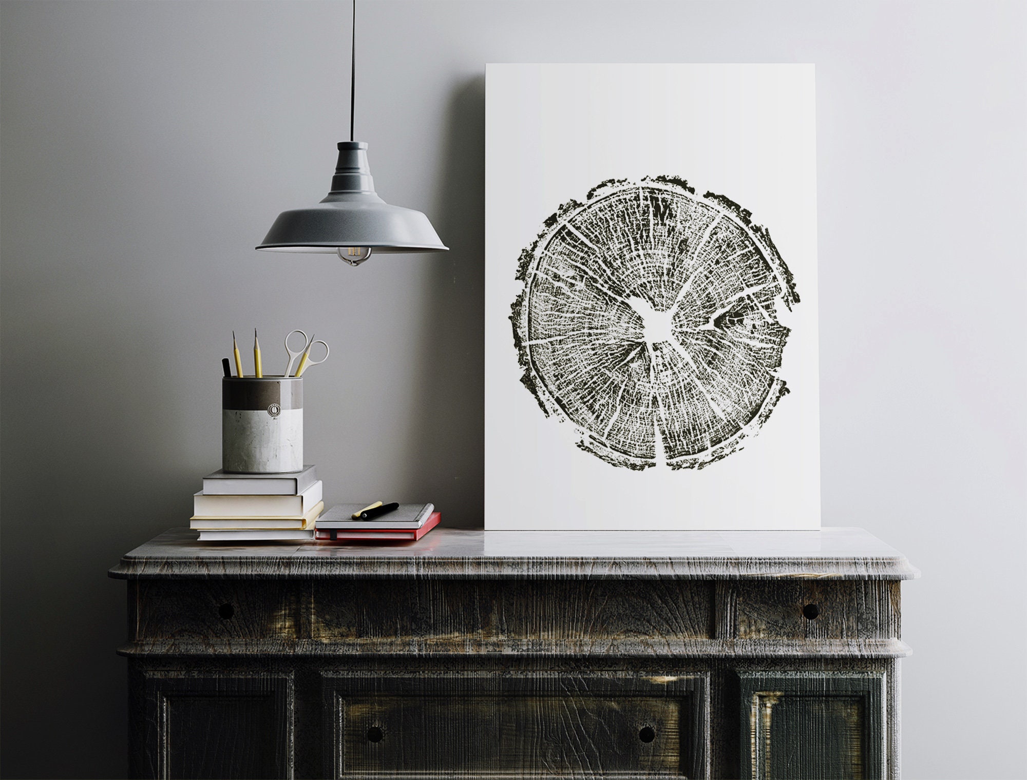Tree Ring Ink Blot Print: Black and White Wood Grain (digital Download ...