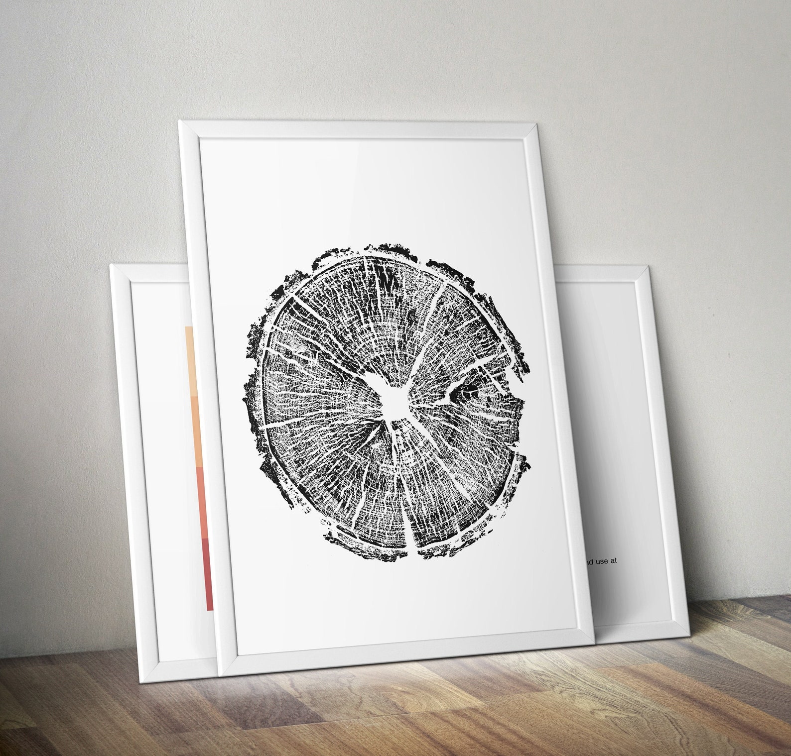 Tree Ring Ink Blot Print: Black and White Wood Grain (digital Download ...