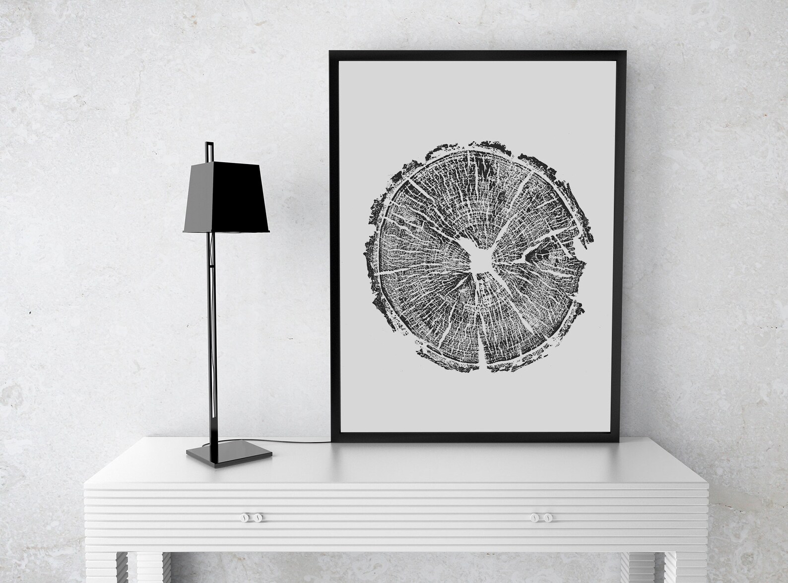 Tree Ring Ink Blot Print: Black and White Wood Grain (digital Download ...