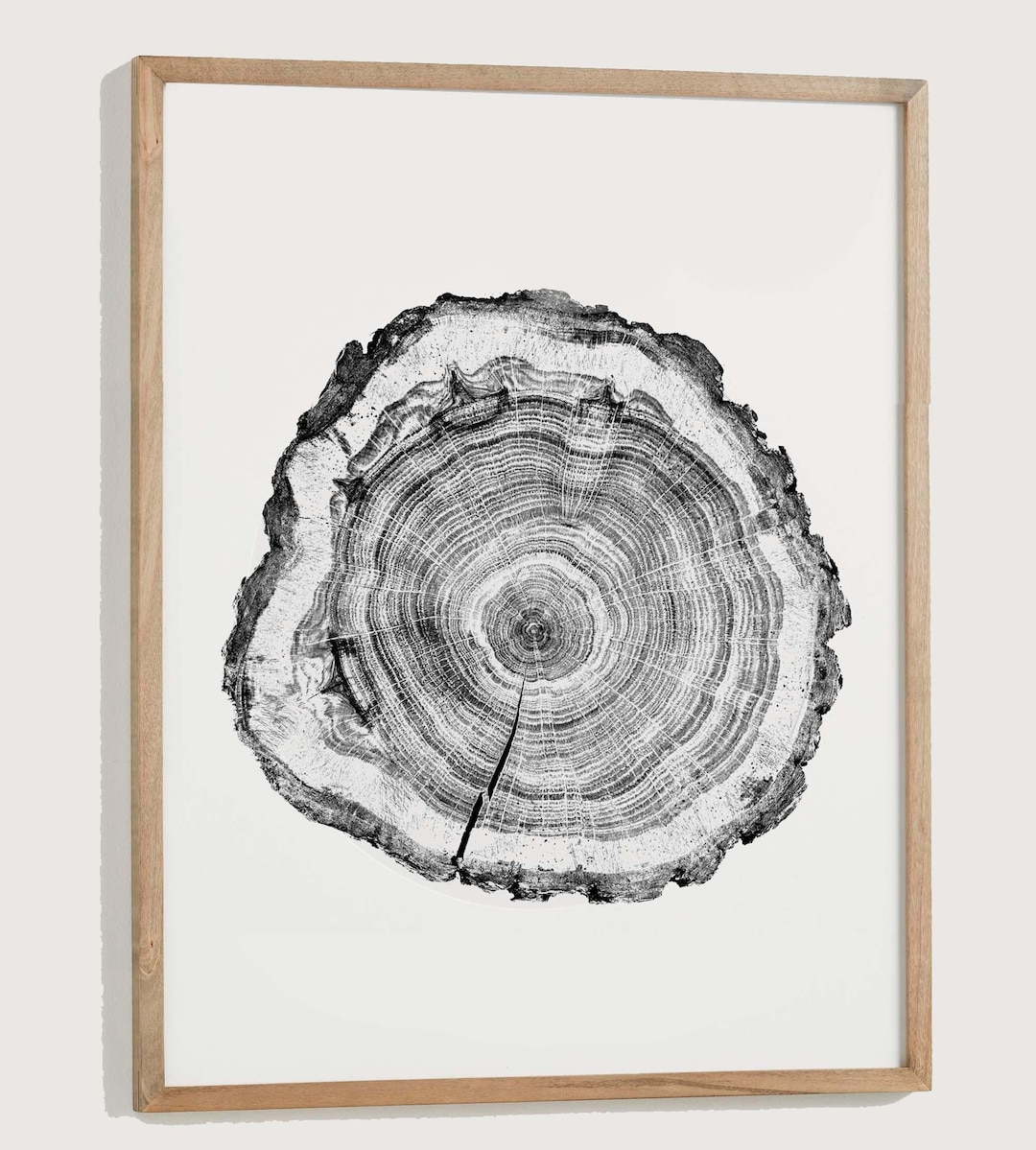 Tree Ring Woodcut Print: Black and White Stump Art (digital Download ...
