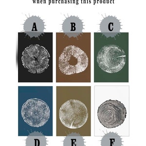 TREE RING ART Print, Tree Ring Print, Set of 6 Prints, Log Print Tree ...