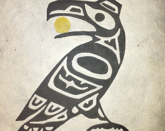 Black and Red Raven and Sun - Etsy