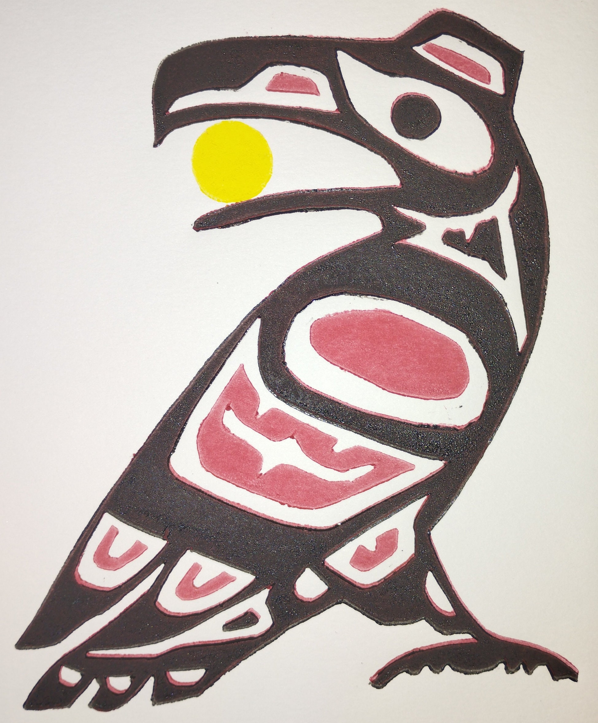 Black and Red Raven and Sun - Etsy