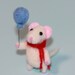 Needle Felted Mouse With Balloon: Miniature Woolen Dollhouse Figurine ...
