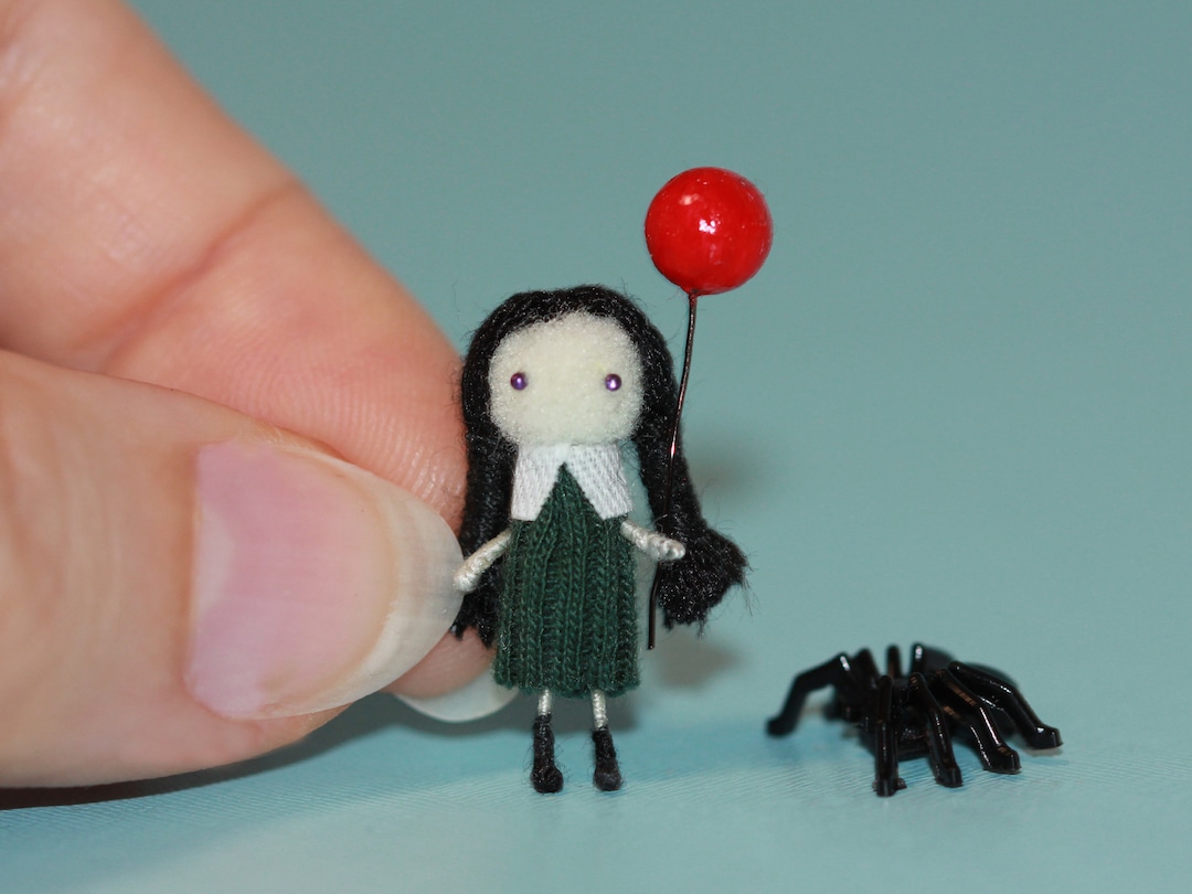 Tiny Handmade Doll: Miniature Dollhouse Figurine With Pet Spider - Etsy