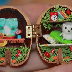 Handmade Walnut Shell Diorama: Miniature Fairy Garden House - Etsy