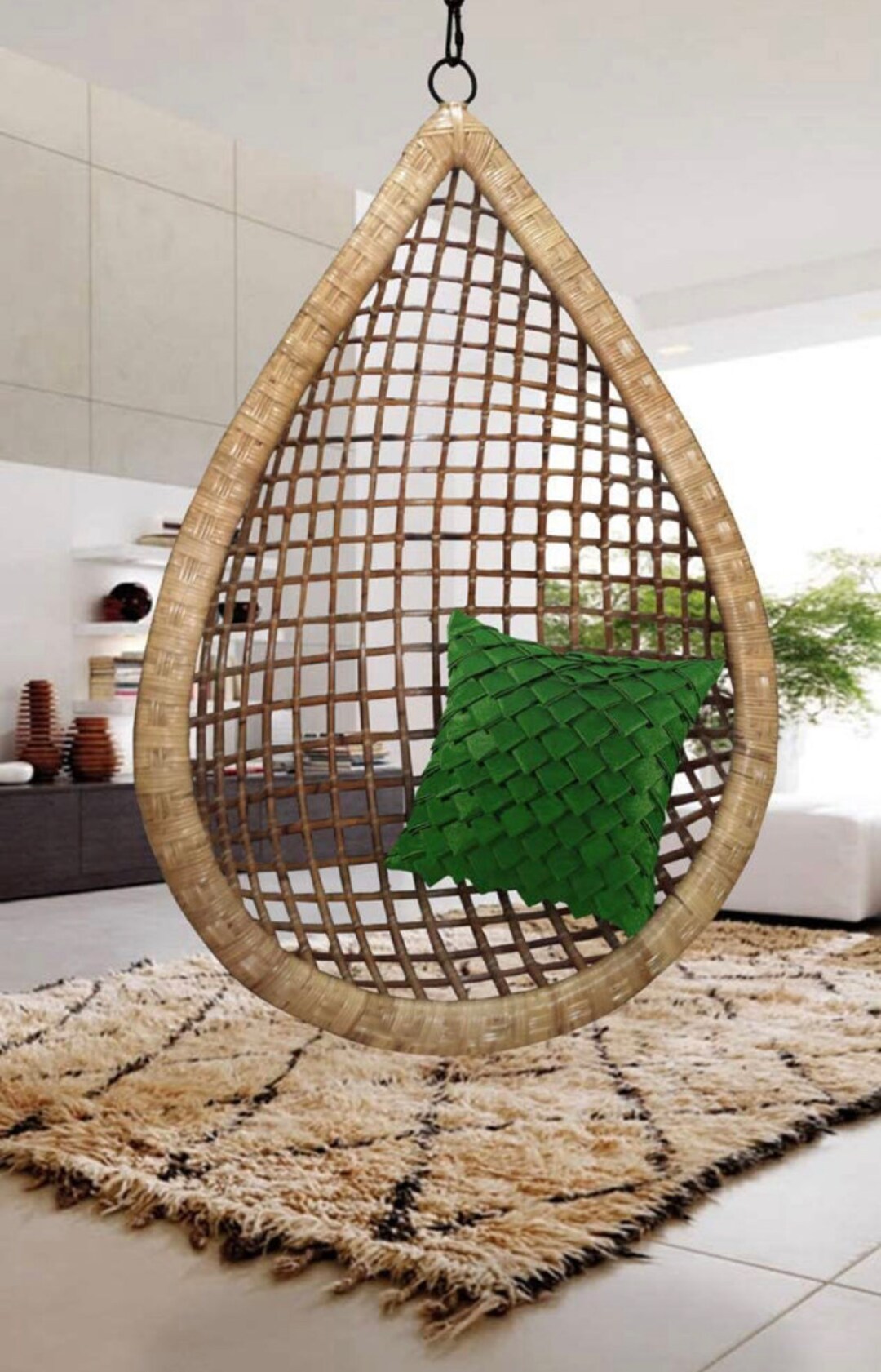 Hanging Egg Chair Rattan Cradle Swing Hanging Cane Wicker - Etsy
