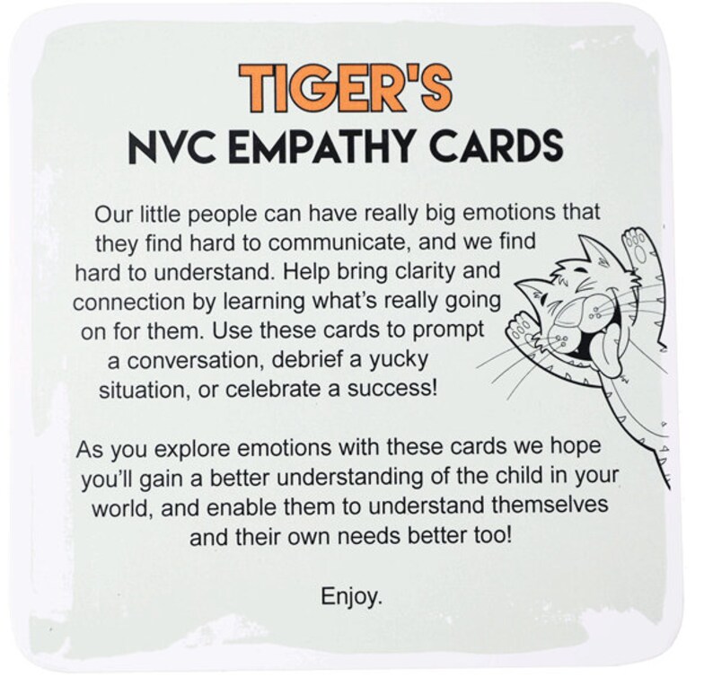 NVC Feelings and Needs Cards for Kids. Tiger's Empathy Cards! - Etsy
