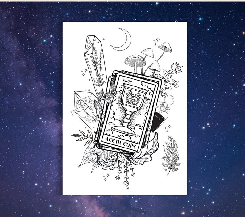 Tarot Coloring Pages Witchy Coloring Book Magic Coloring Page - Etsy