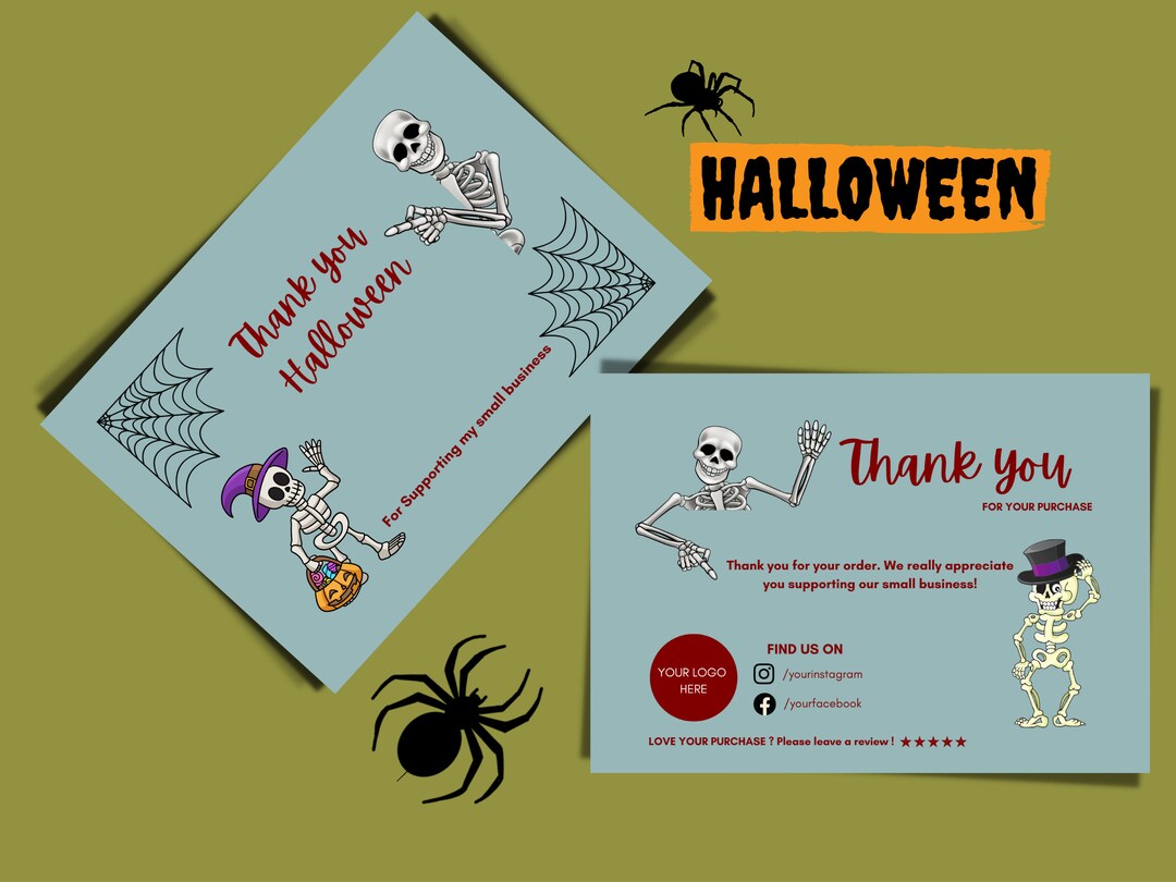 Halloween Thank You Cards for Business Canva Digital - Etsy