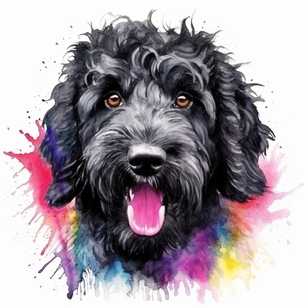 Black Labradoodle Digital Print - Etsy