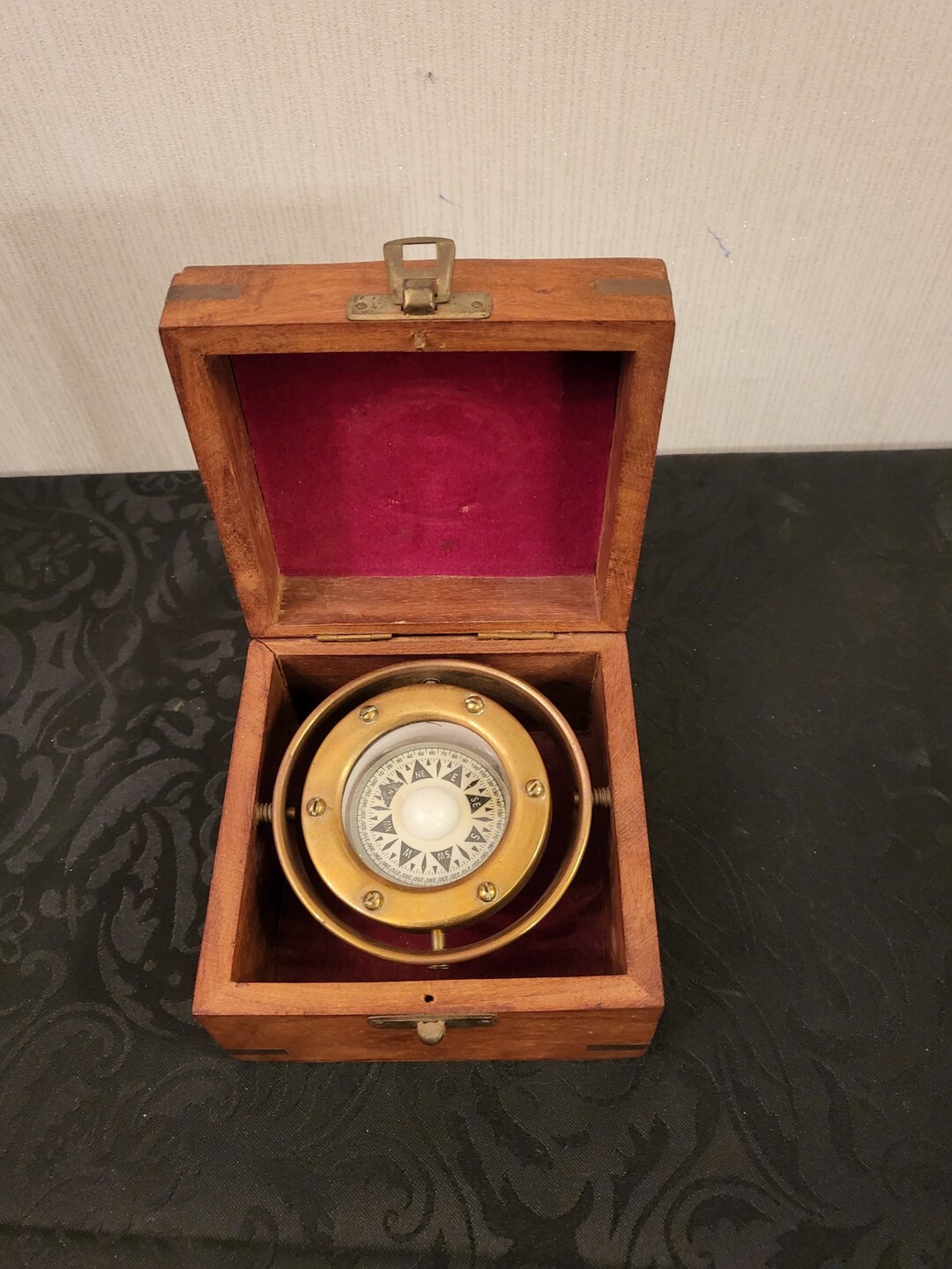 Compass, Disc Compass in Noble Wood Box Metal Inlays - Etsy