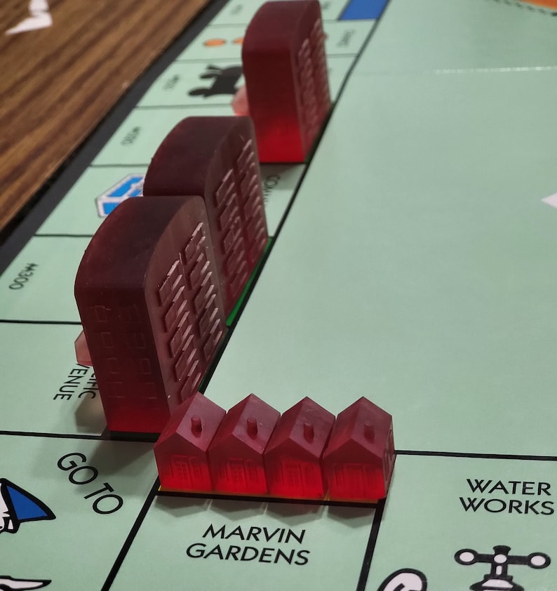Custom Deluxe Monopoly Houses and Hotels - Etsy
