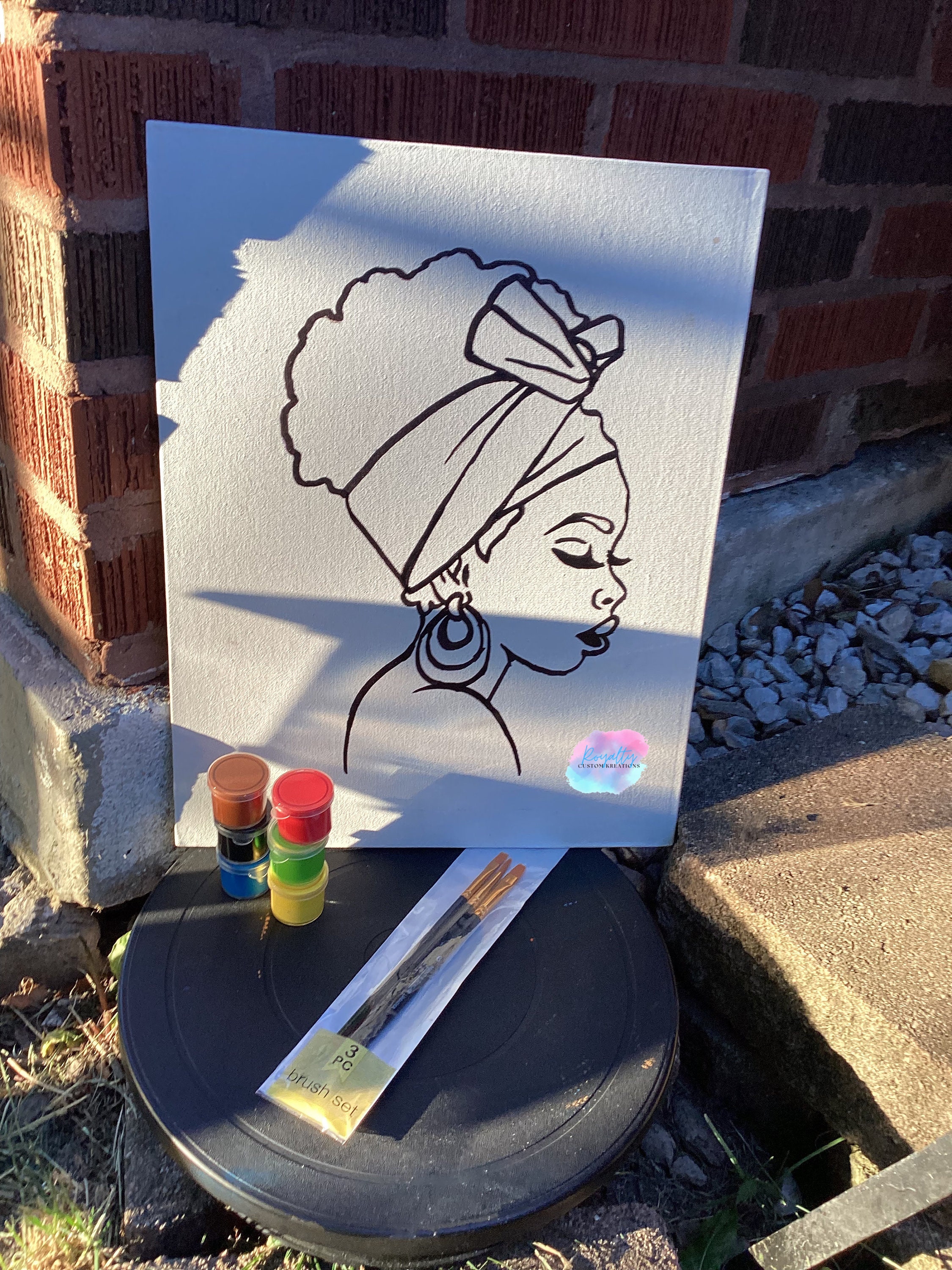 Pre Drawn Group Canvas Paint Kit| Paint Sip Set | Afrocentric Pre Drawn ...