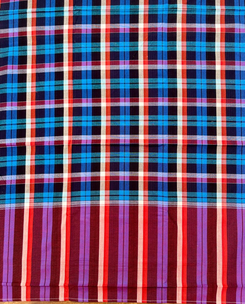 Thai Traditional Men Sarong Pha Khao Ma Checker Rainbow Multicolor Wrap ...