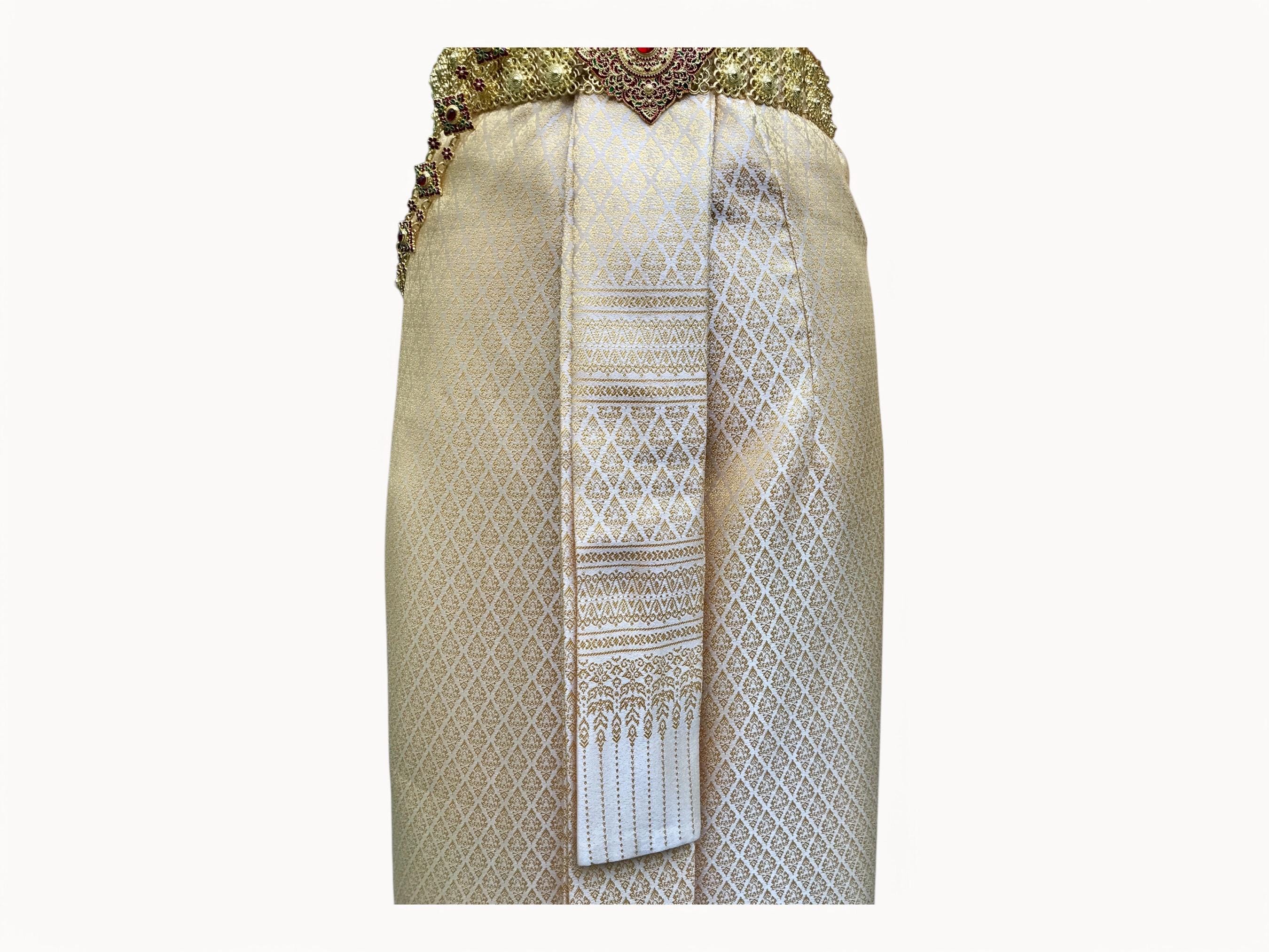 Thai Traditional Sarong Outfit Set for Women: 20-35 Inch Waist, Elegant ...