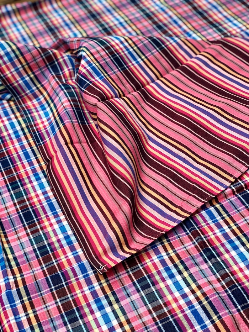 Thai Traditional Men Sarong Pha Khao Ma Checkered Rainbow Fabric Wrap ...