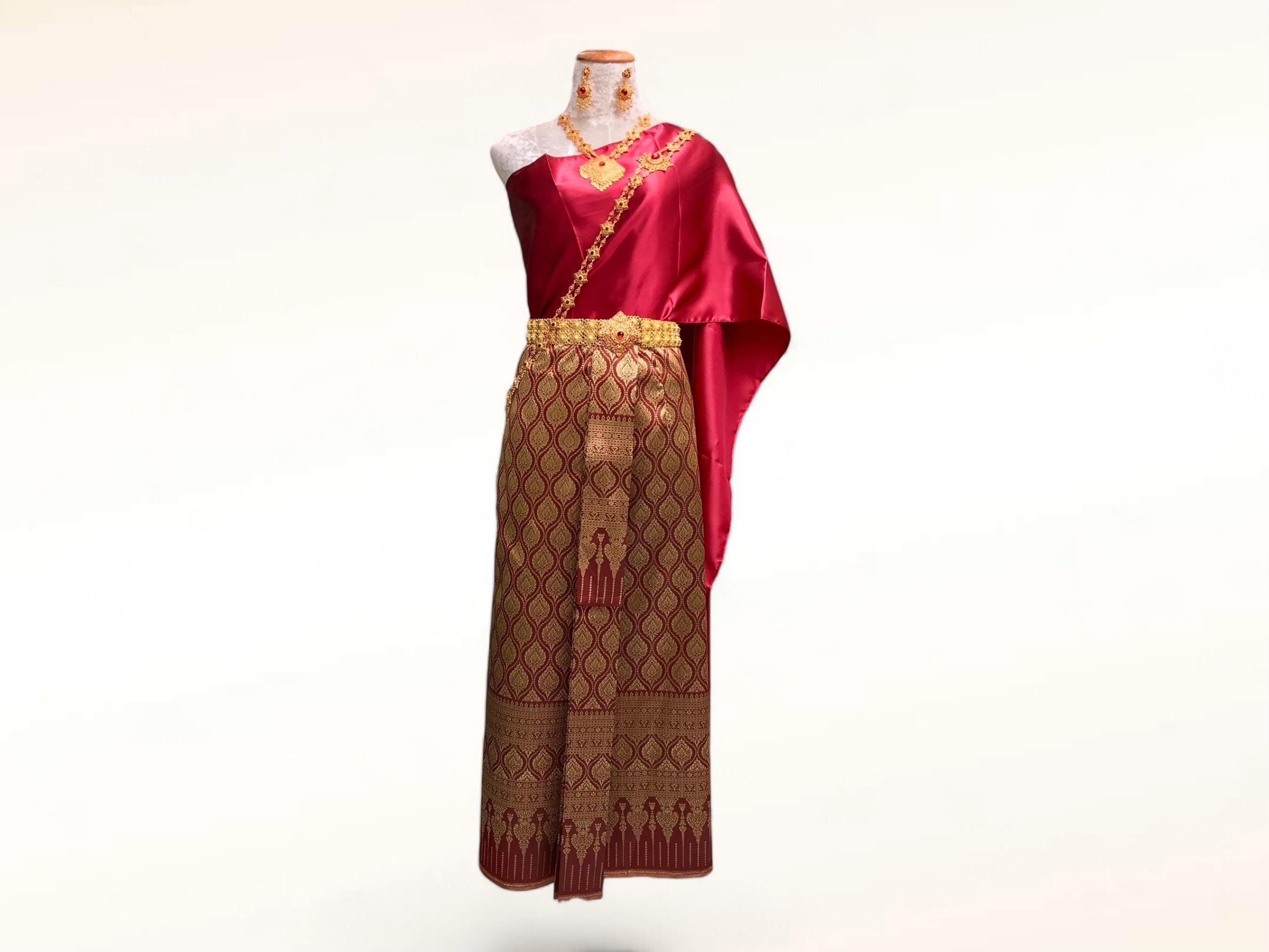 Elegant Thai Traditional Sarong Set: Tailored Waist 20-45 Inches ...