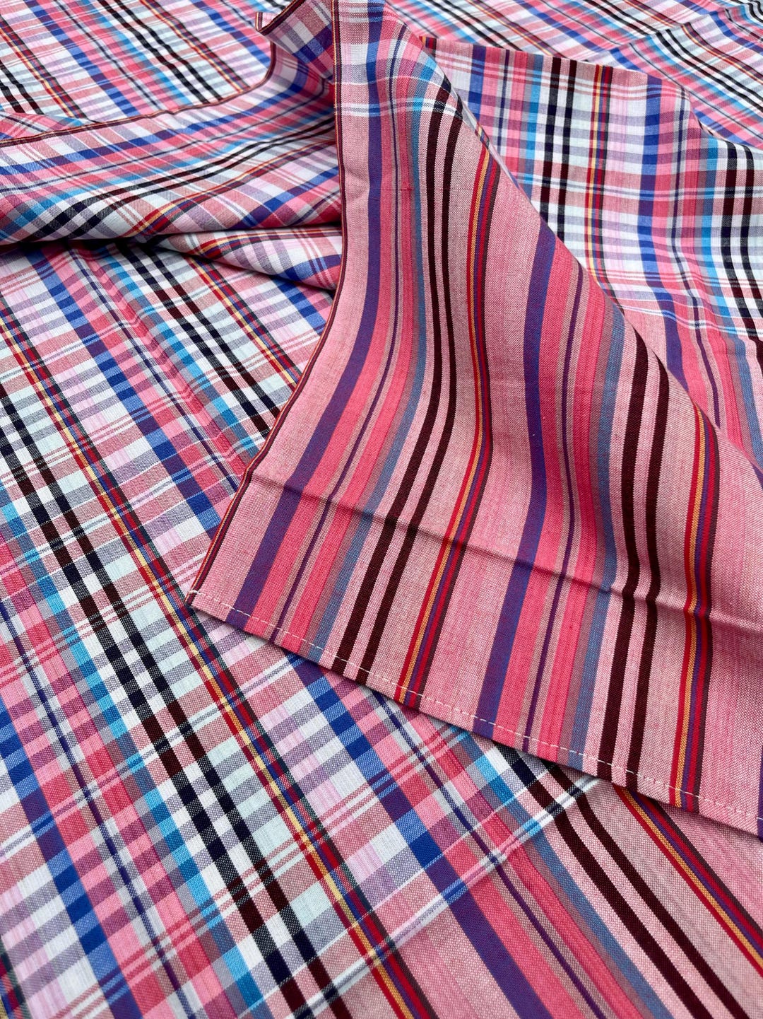 Thai Traditional Men's Sarong Pha Khao Ma - Versatile Checkered Fabric ...