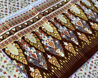 Red and Golden Cotton Printed in Thai Traditional Style on Cotton ...