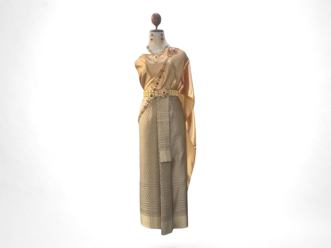 Elegant Thai Traditional Sarong Set: Tailored Waist Sizes 20-45 Inches ...