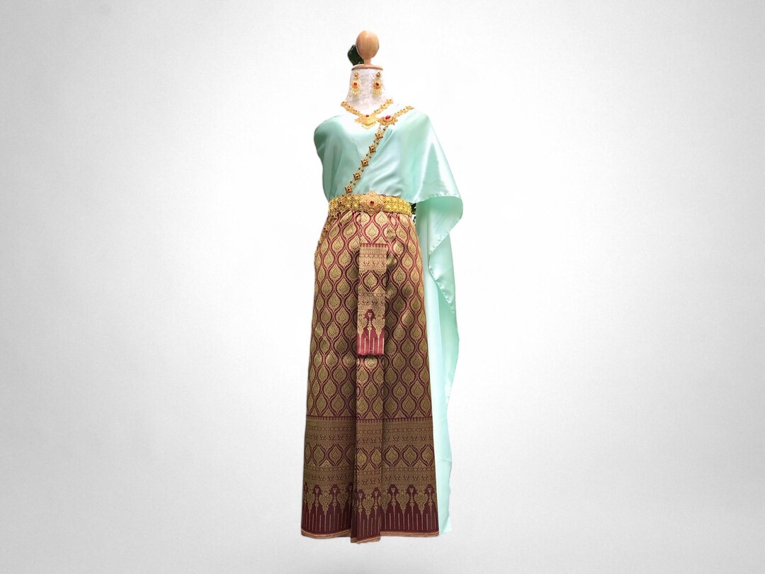 Thai Traditional Sarong Outfit Set: 20-35 Inch Waist, Wedding ...