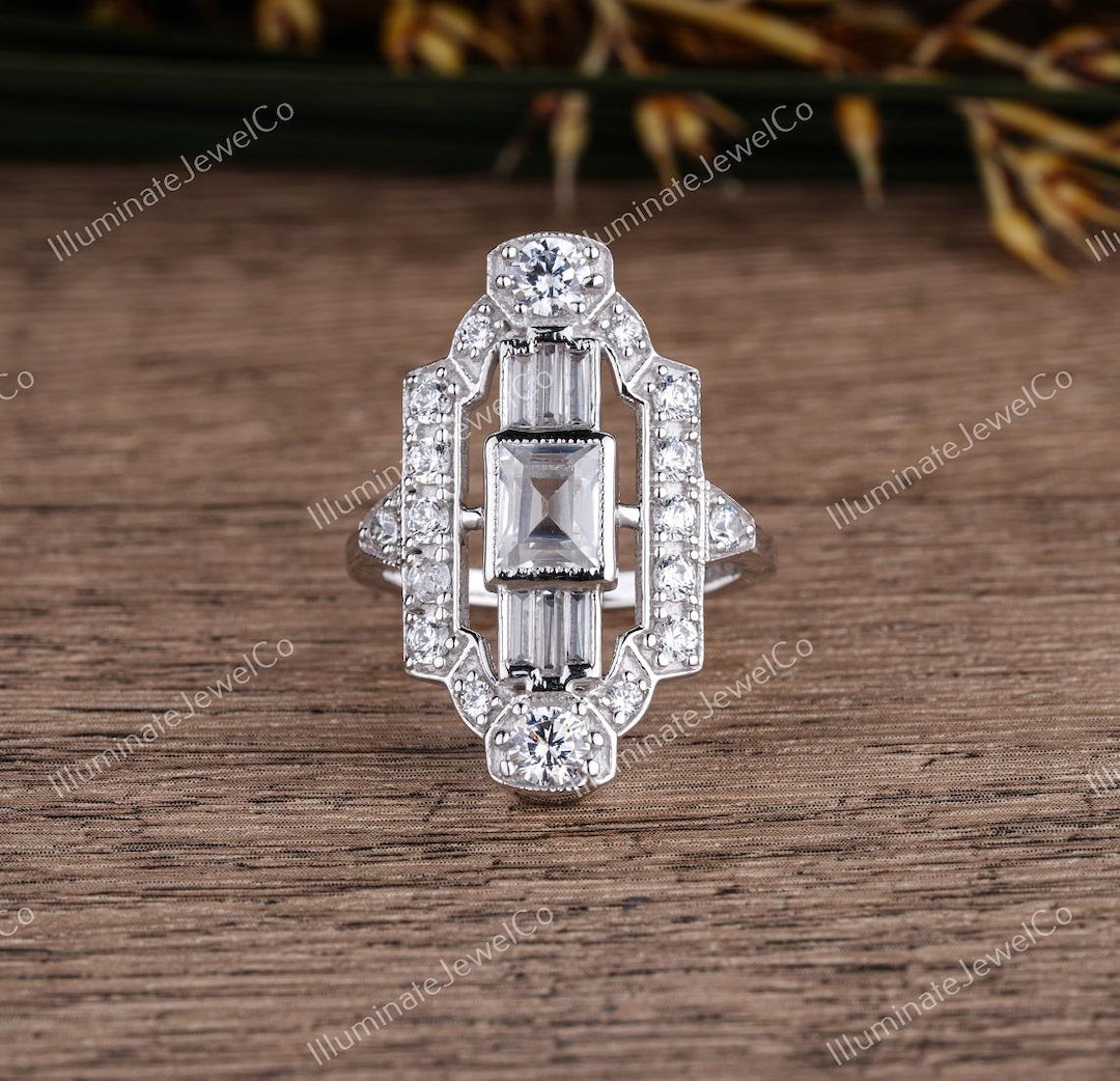 Late Art Deco Edwardian 1.50ct Old Mine Emerald Cut Diamond Engagement ...
