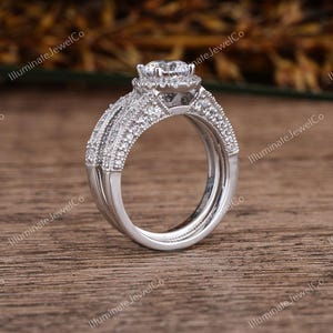 Antique Edwardian 2 Ct Old European Diamond Art Deco Bridal Set Vintage Engagement Ring Set in ...