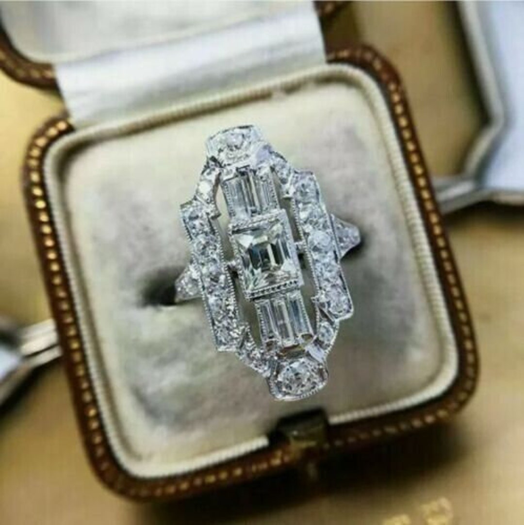 Vintage Milgrain Edging 2.40 Cts Diamond Engagement Art Deco Ring ...