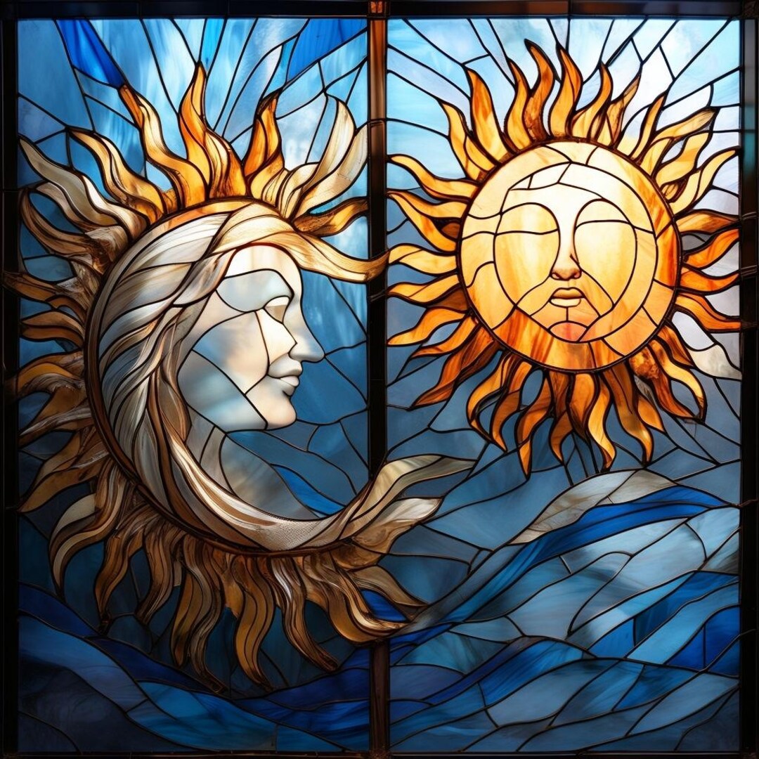 Sun and Moon Stained Glass - Etsy