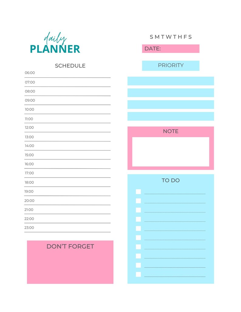 Undated Digital Planner Canva Template. Daily, Weekly, Monthly Pages ...